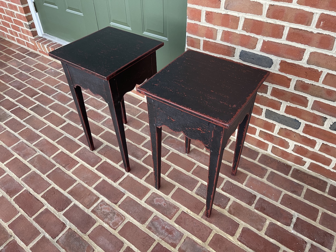 Rustic Black over Rustic Red Pair of Primitive Country Stands