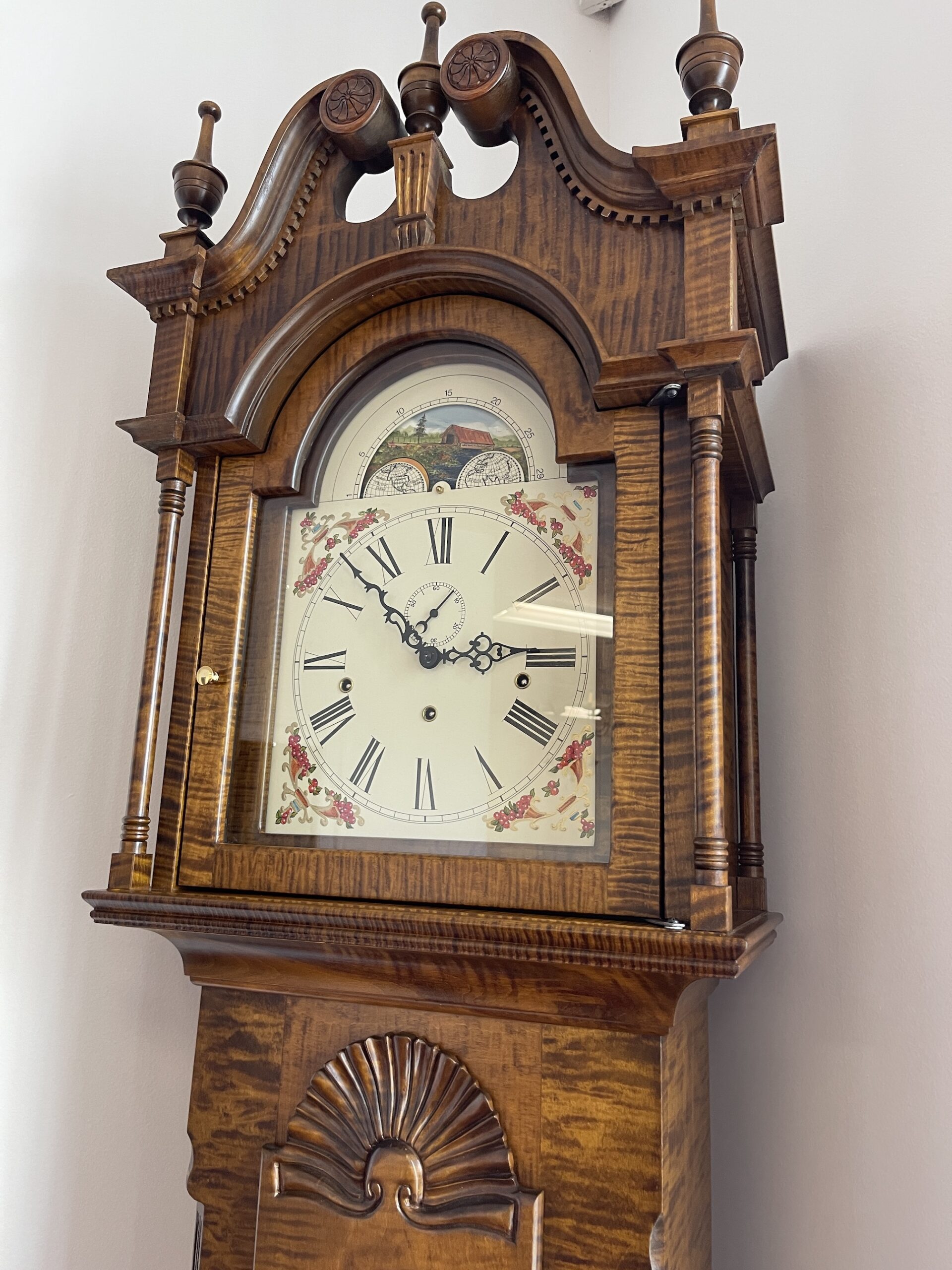 Tiger Maple Wood Arlington Grandfather Clock