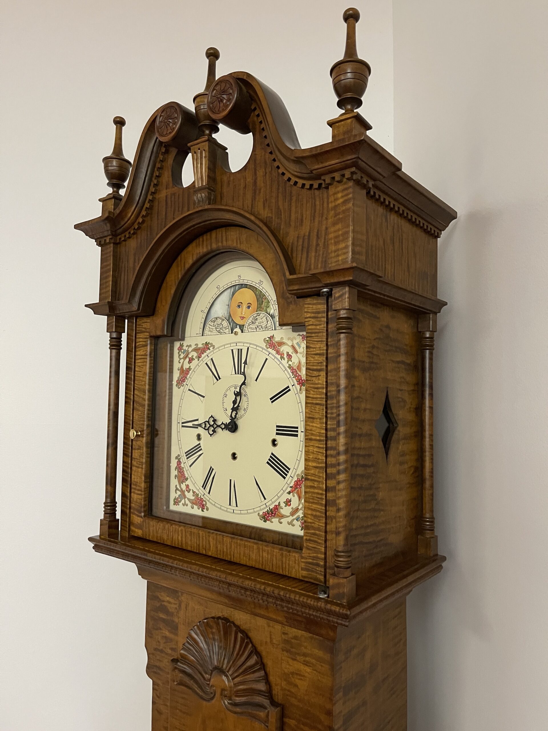 Tiger Maple Wood Arlington Grandfather Clock