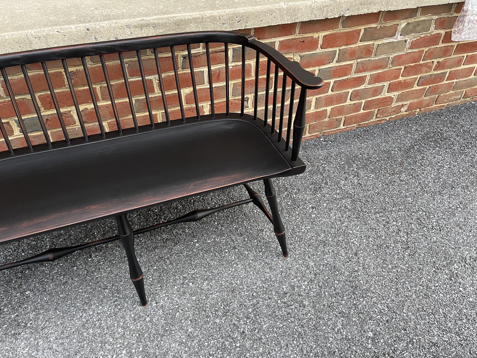 Historical Low Back Windsor Settee with Bamboo Style Turnings