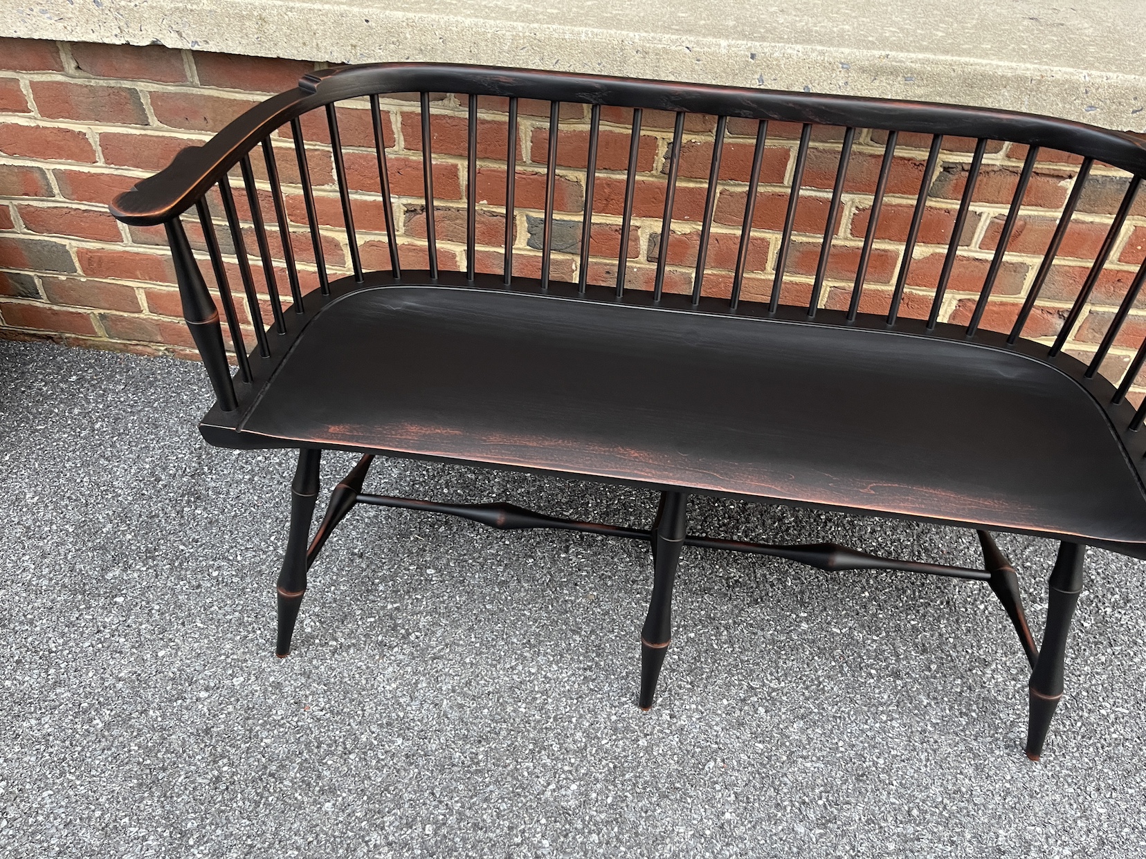 Historical Low Back Windsor Settee with Bamboo Style Turnings - SOLD