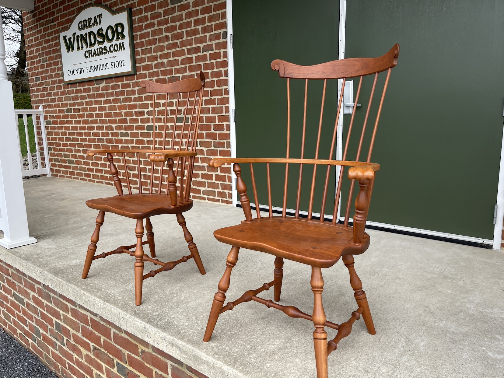 Pair of Cherry Fan Back Windsor Armchairs - SOLD