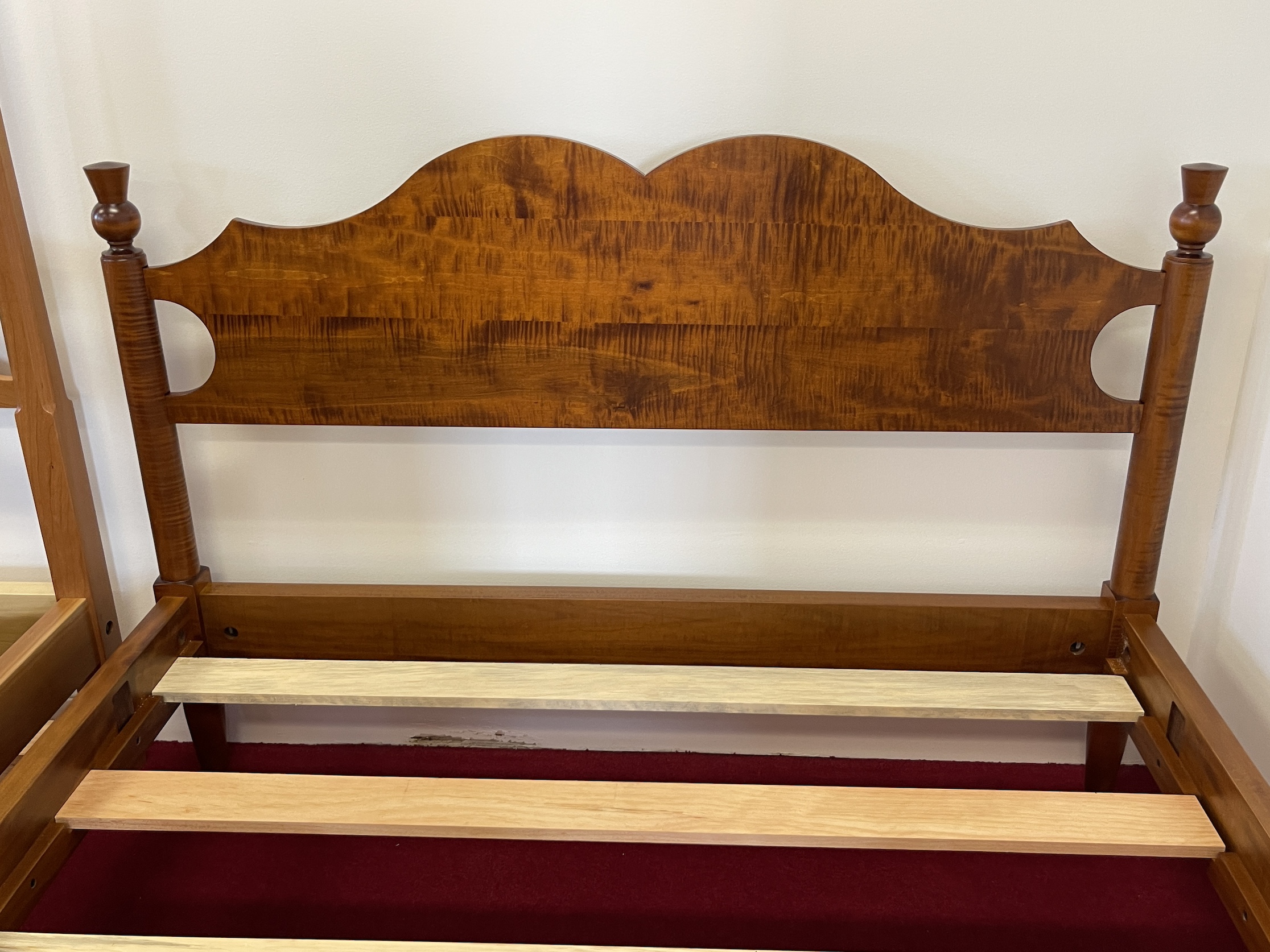 Tiger Maple Wood Queen Size Country Low Poster Bed - Sold