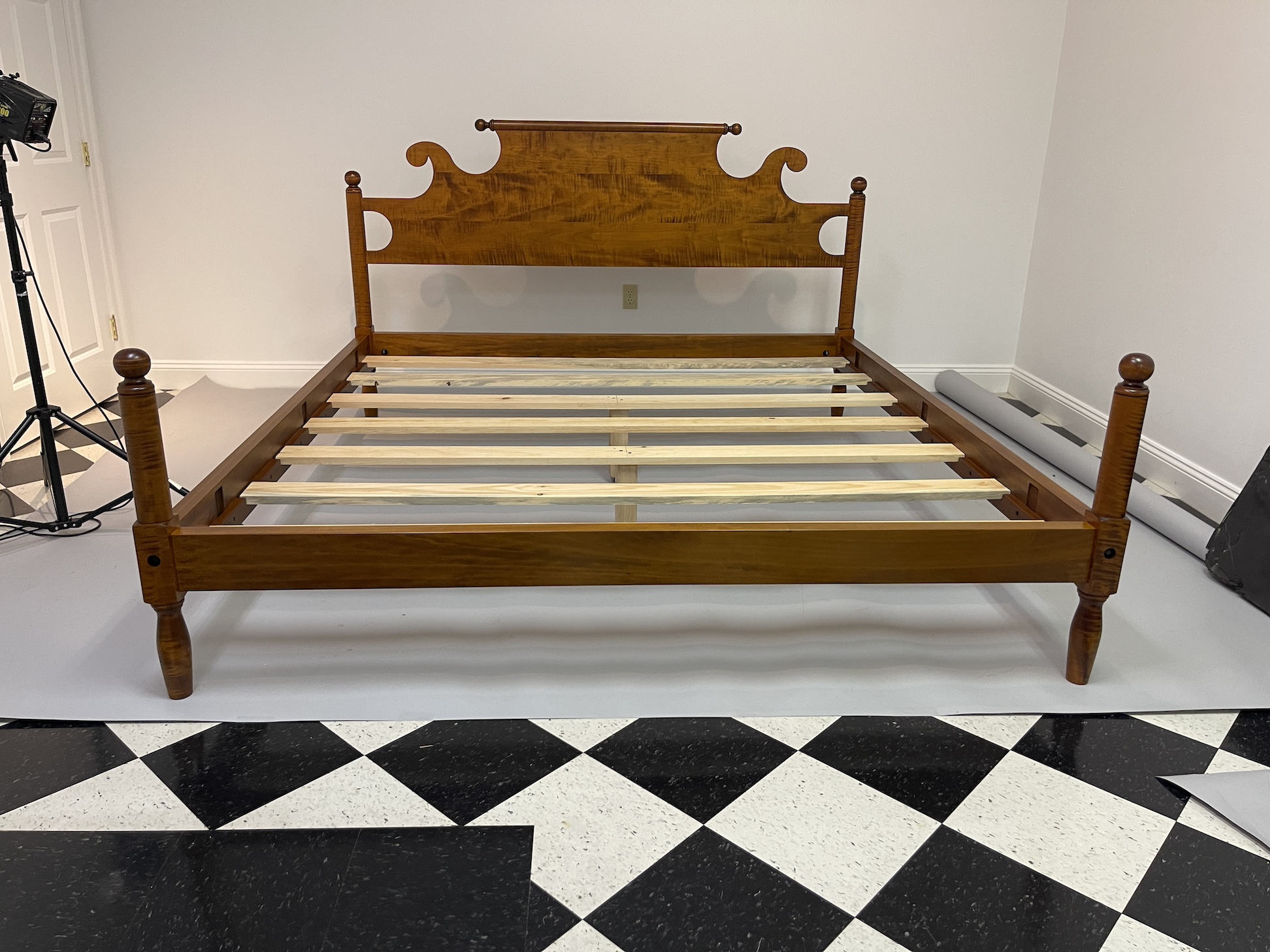 Tiger Maple King Size Bed - Sold