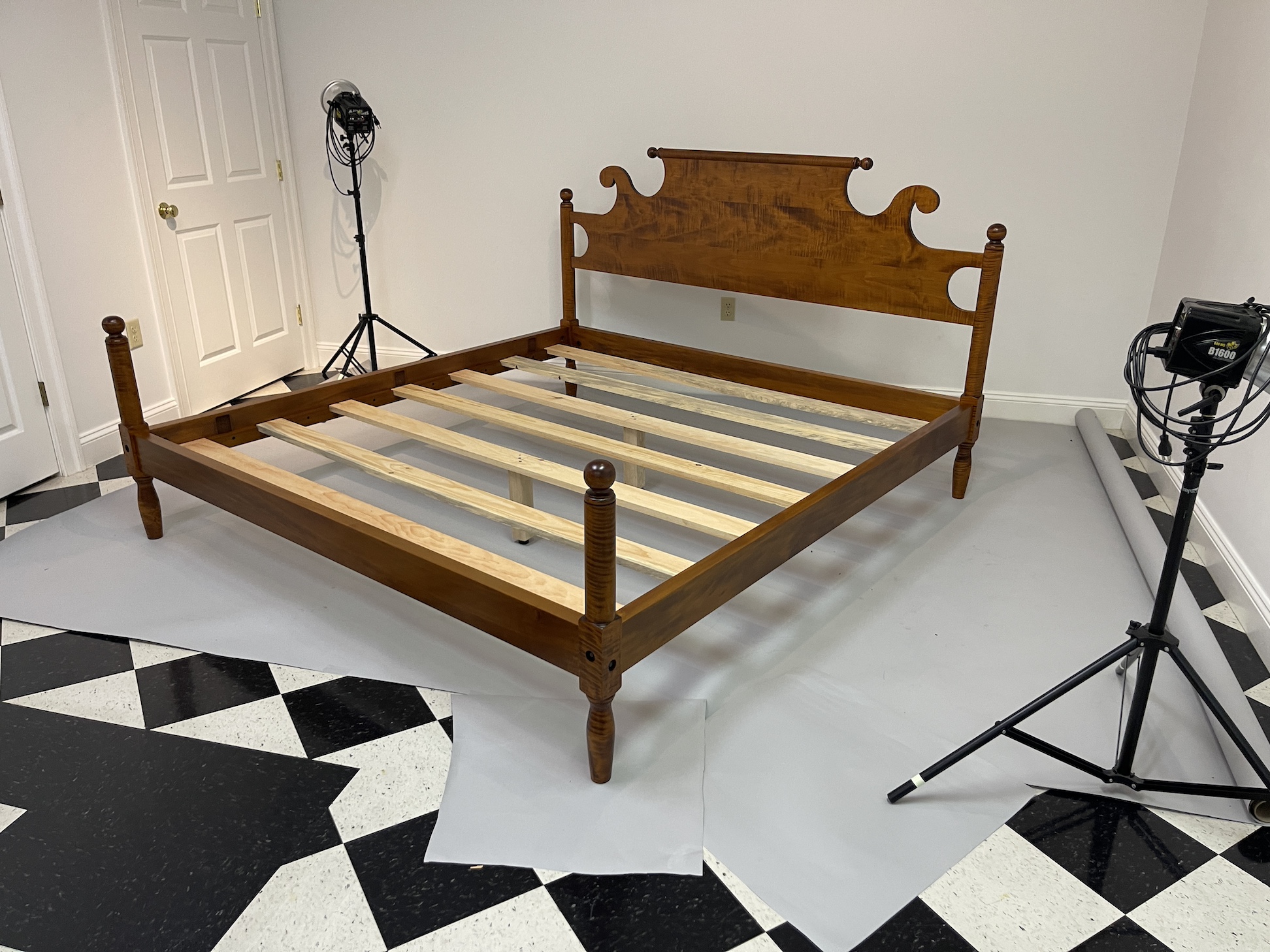 Tiger Maple King Size Bed - Sold
