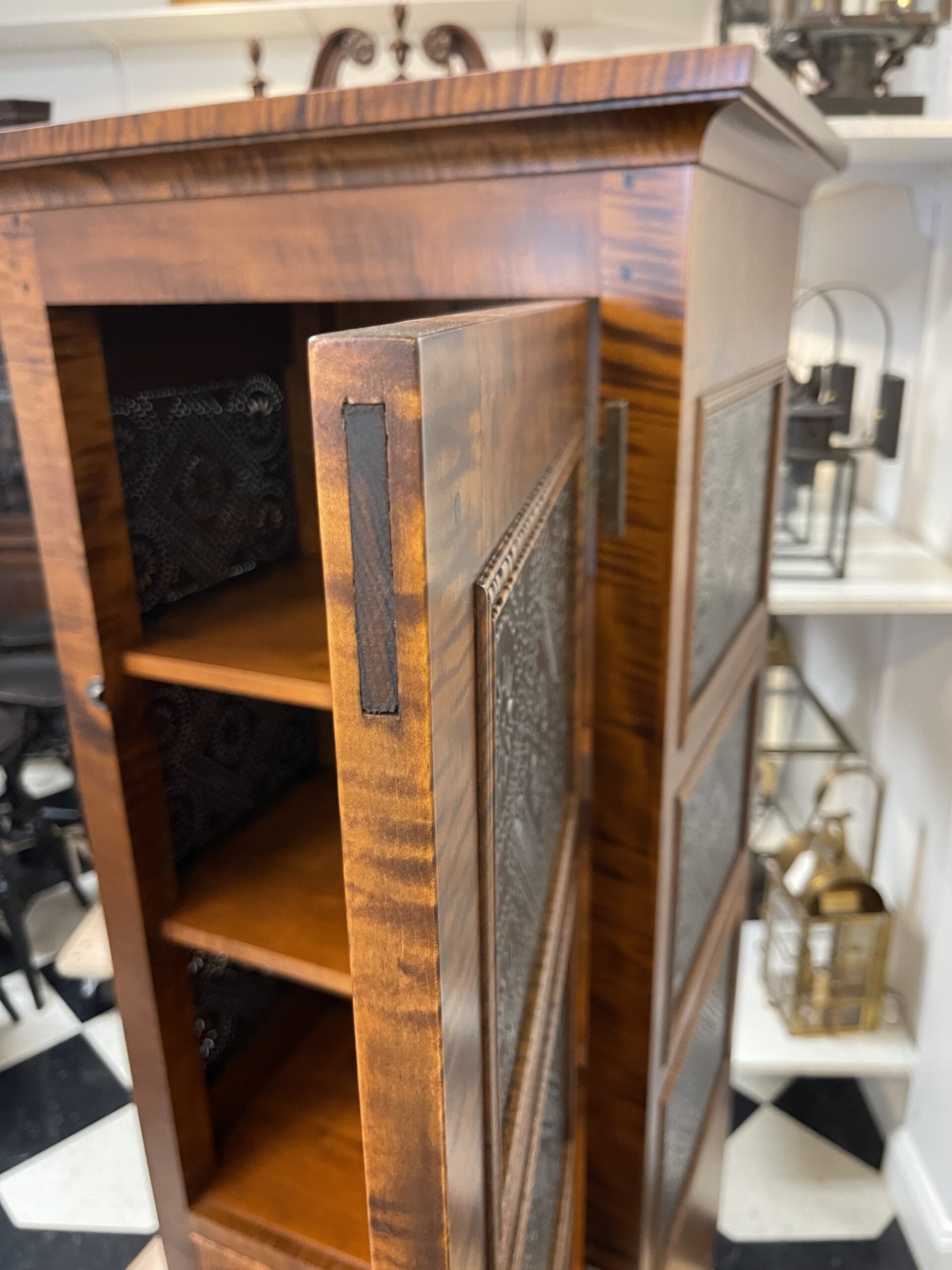 Tiger Maple Wood Pie Safe - Sold